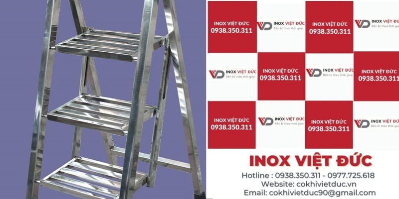 Thang gấp inox 6 Bậc - thang ghế inox 304 Bền đẹp